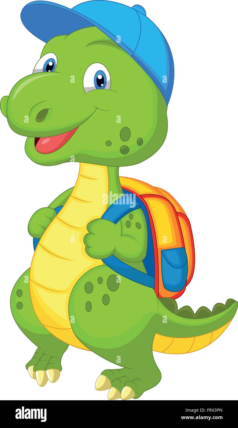 Cute dinosaur with backpack Stock Vector Image & Art - Alamy