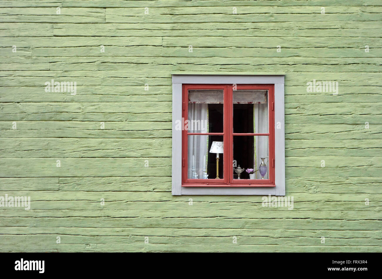 Retro Facade in Scandinavian retro style from outdoor Swedish museum ...