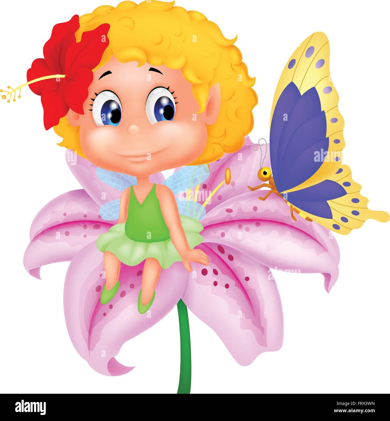 Little girl sitting on grass Stock Vector Images - Alamy