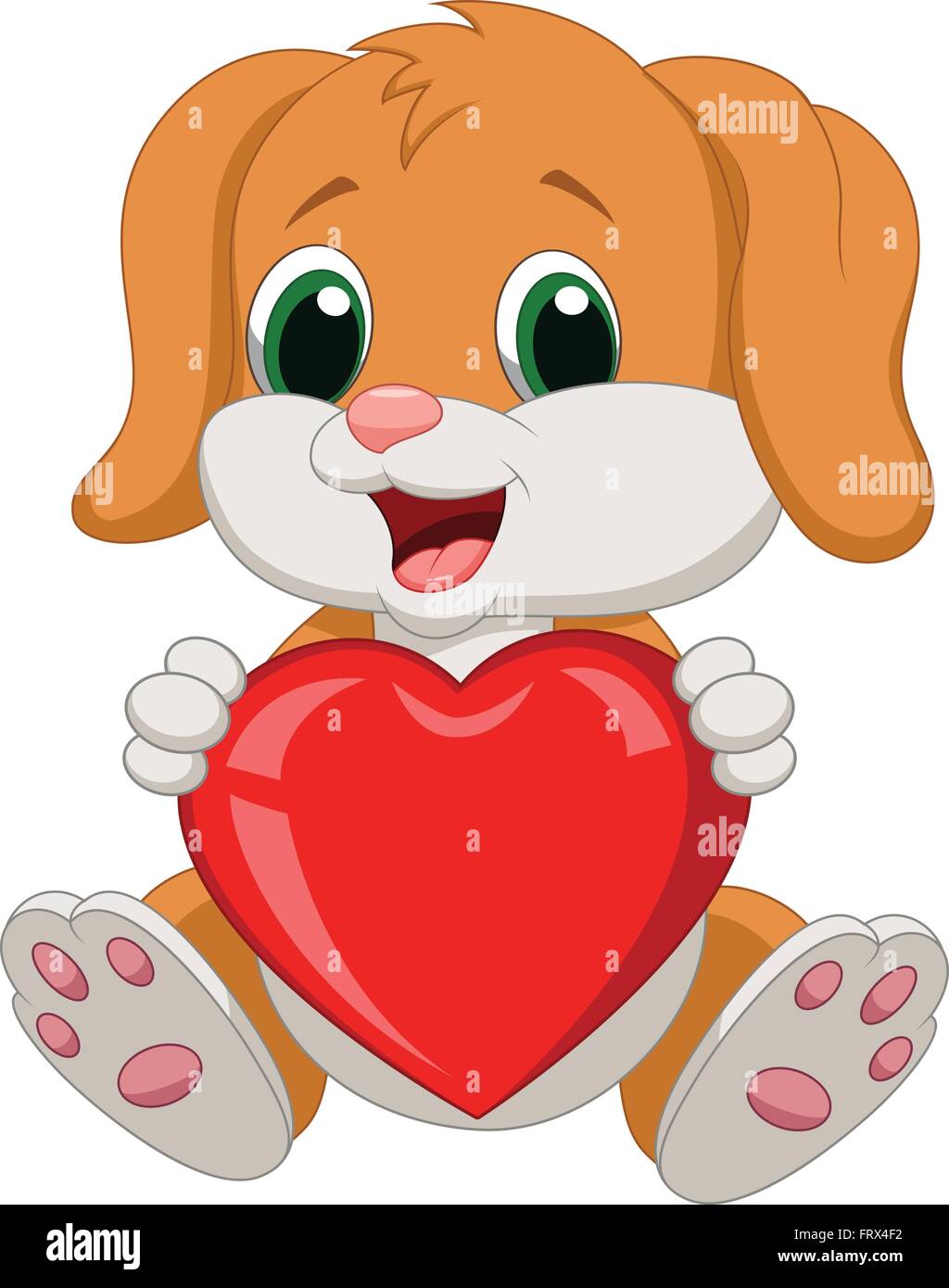 Dog cartoon holding red heart Stock Vector Image & Art - Alamy