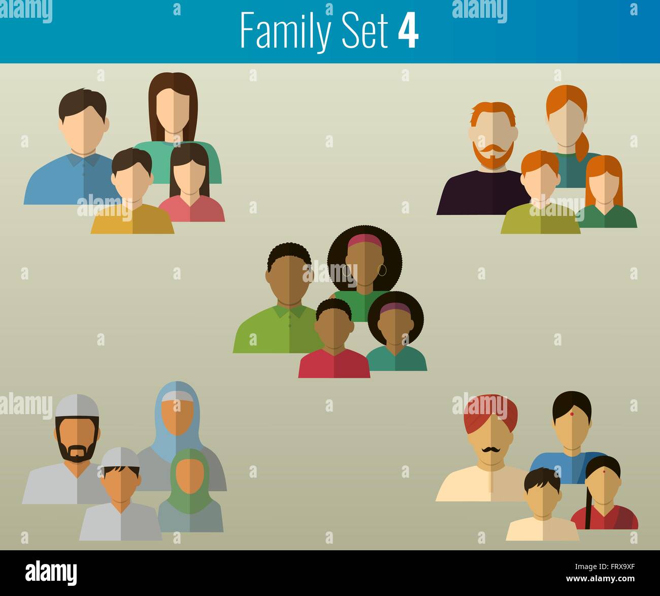 Family icons set. Multicultural society. Vector illustration Stock ...