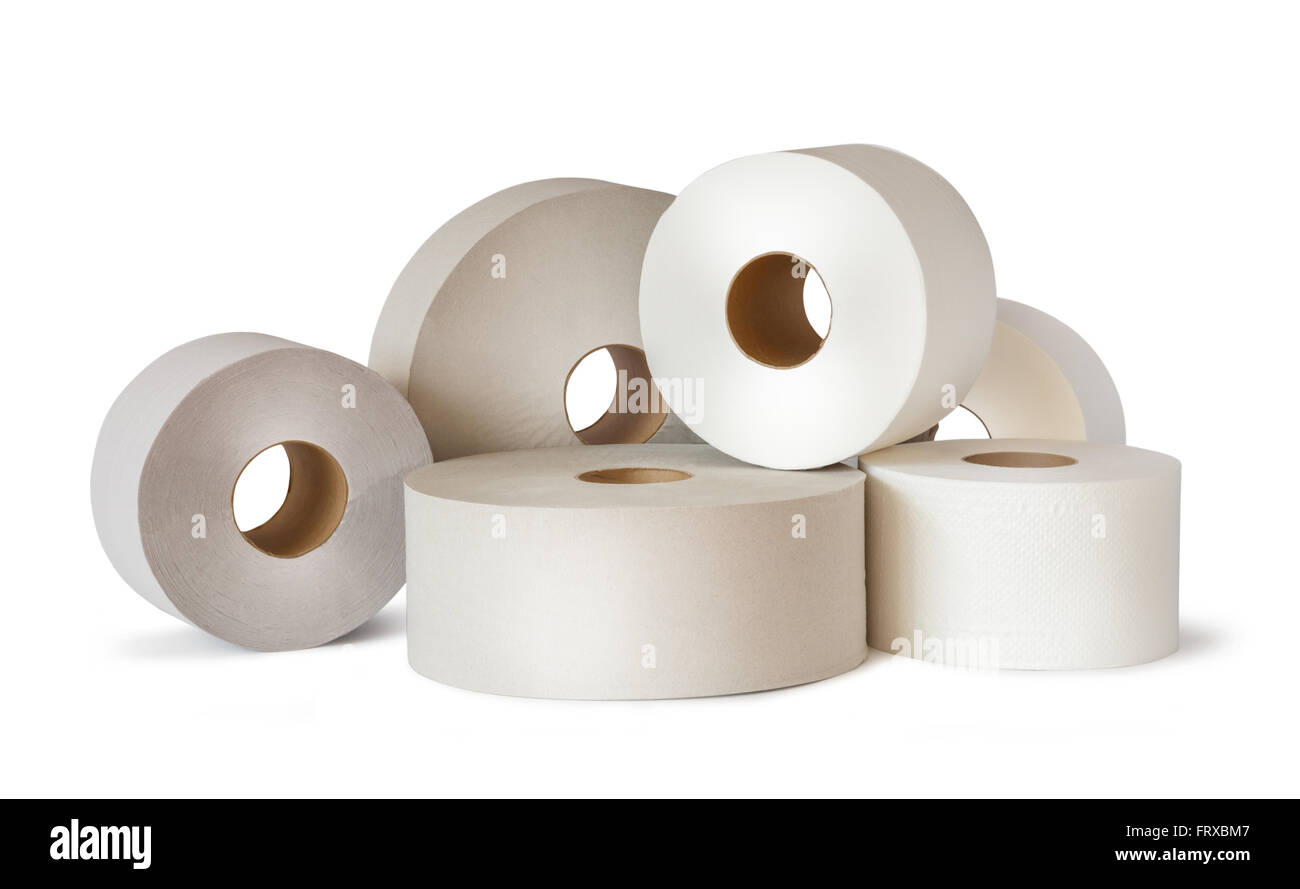 Many white toilet paper rolls in closeup Stock Photo - Alamy