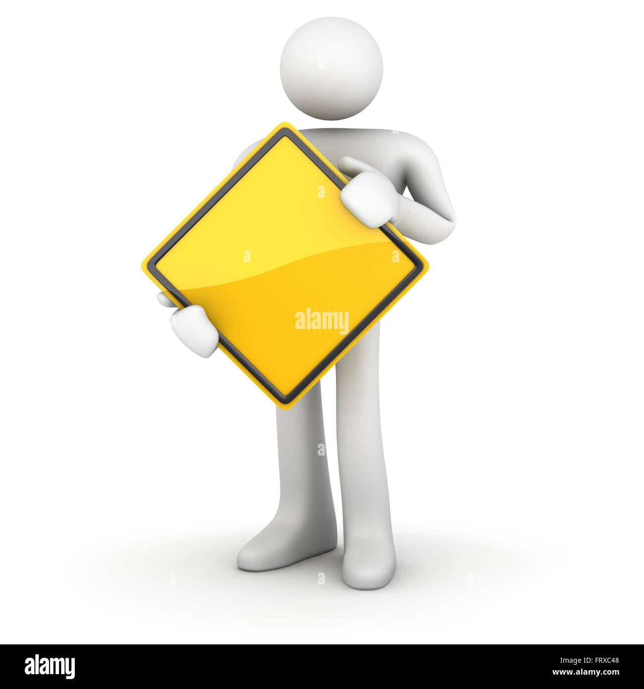 Man and Road Sign , This is a computer generated and 3d rendered ...