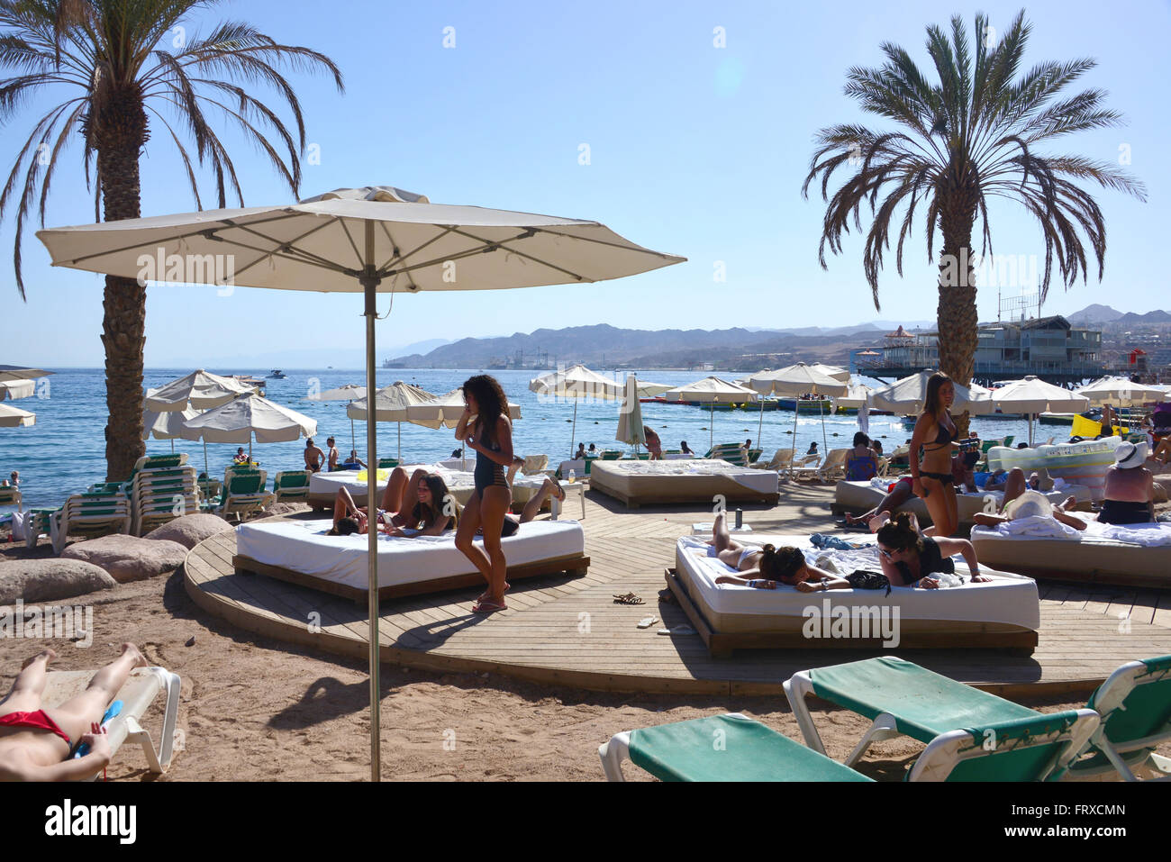 North beaches, Eilat at Red Sea, Akaba bay, South-Israel, Israel Stock ...