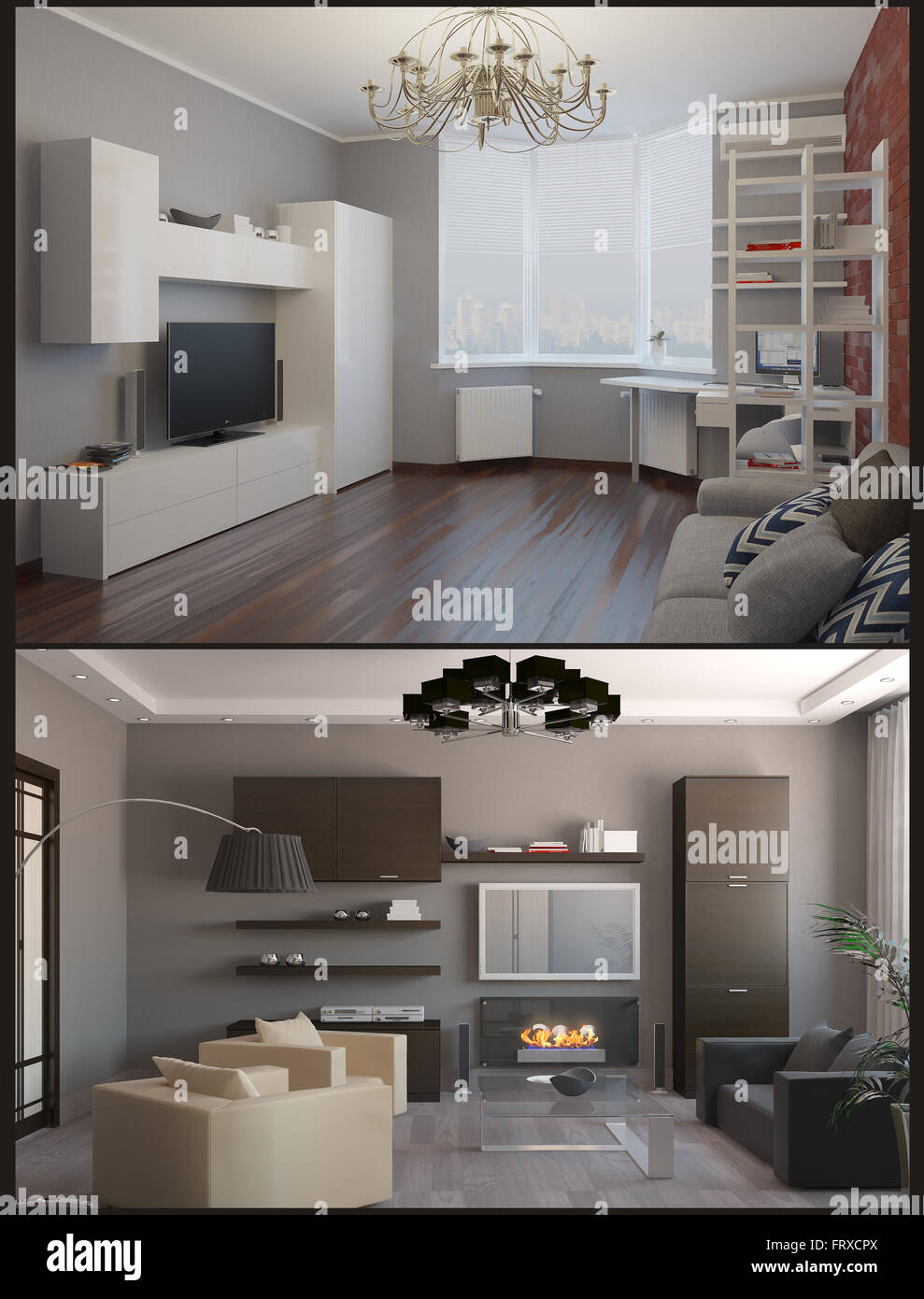 render of apartment living room Stock Photo - Alamy