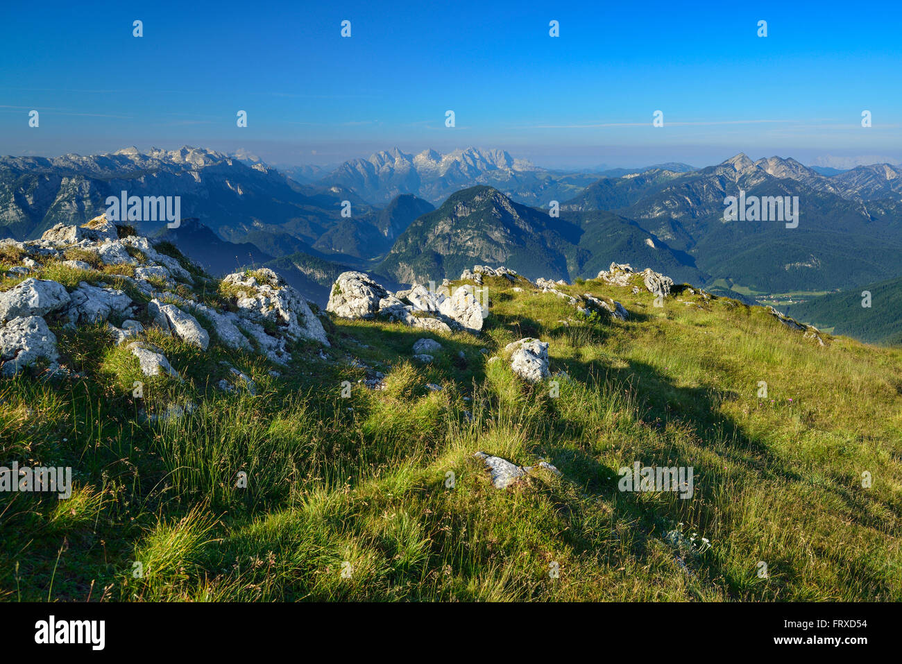 View from mount Hochstaufen, Chiemgau Alps, Chiemgau, Upper Bavaria ...