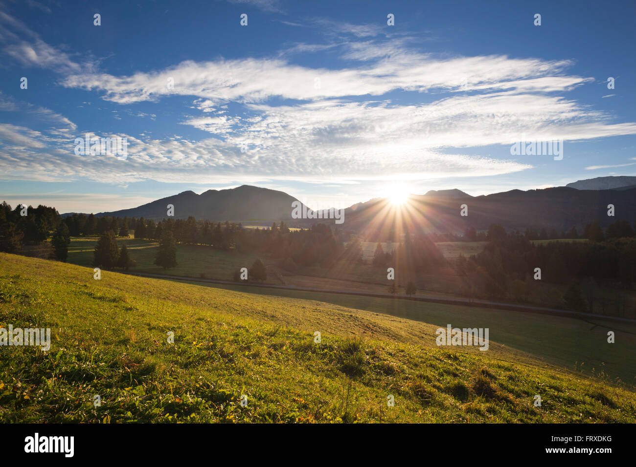 Sunrise, landscape near Halblech, Allgaeu, Bavaria, Germany Stock Photo ...