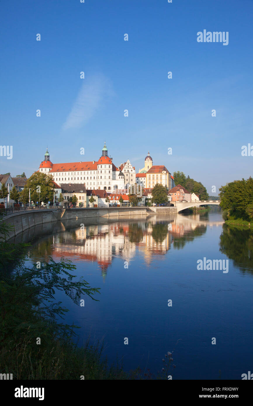 View over the river Danube to Neuburg castle, Neuburg an der Donau ...
