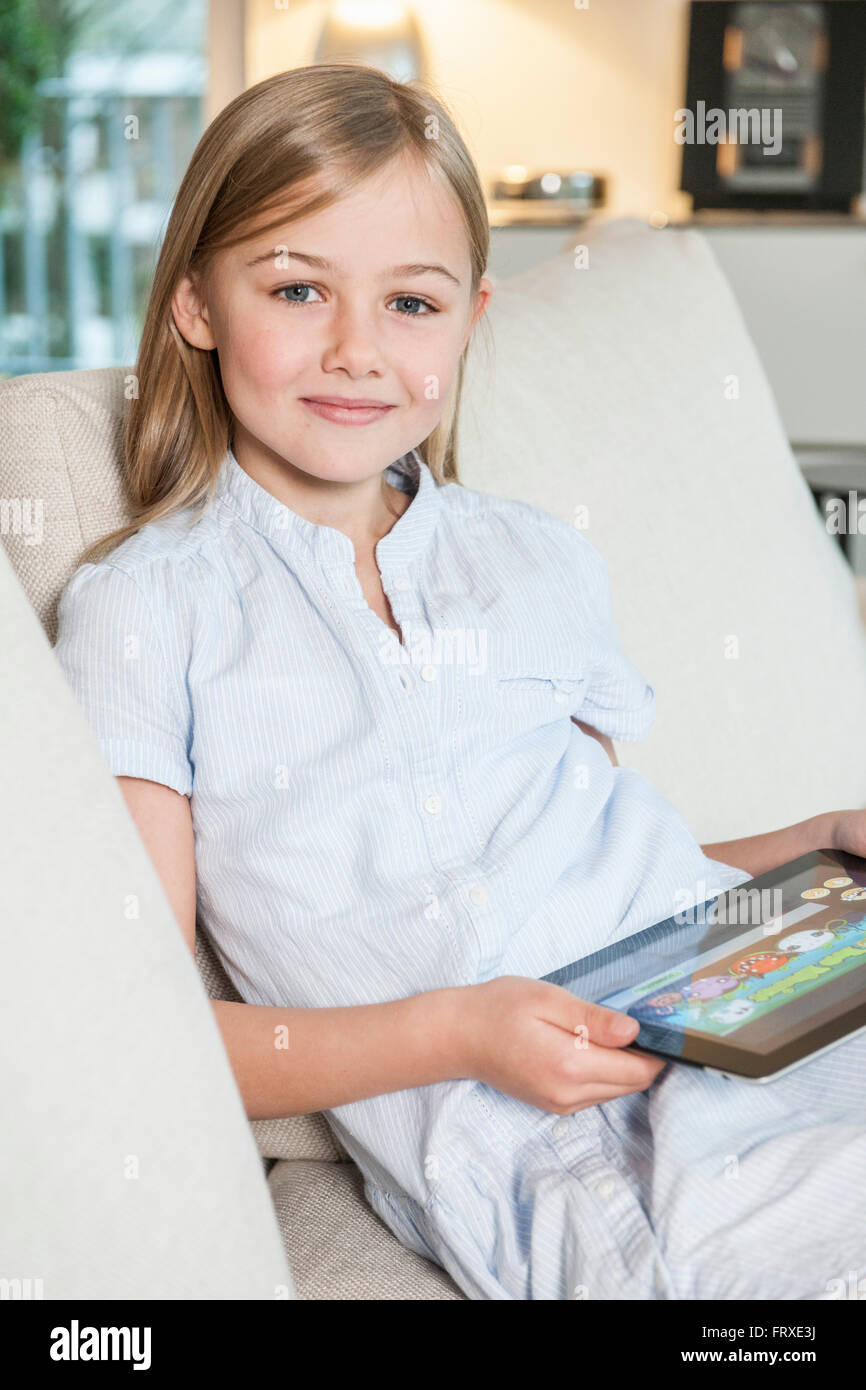 Girl using an iPad, Hamburg, Germany Stock Photo - Alamy