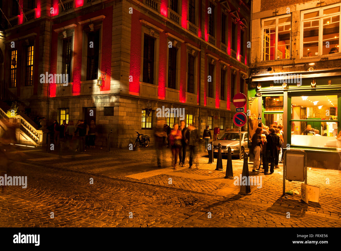 Hotel de Ville town hall at night, Liege, Wallonia, Belgium Stock Photo ...