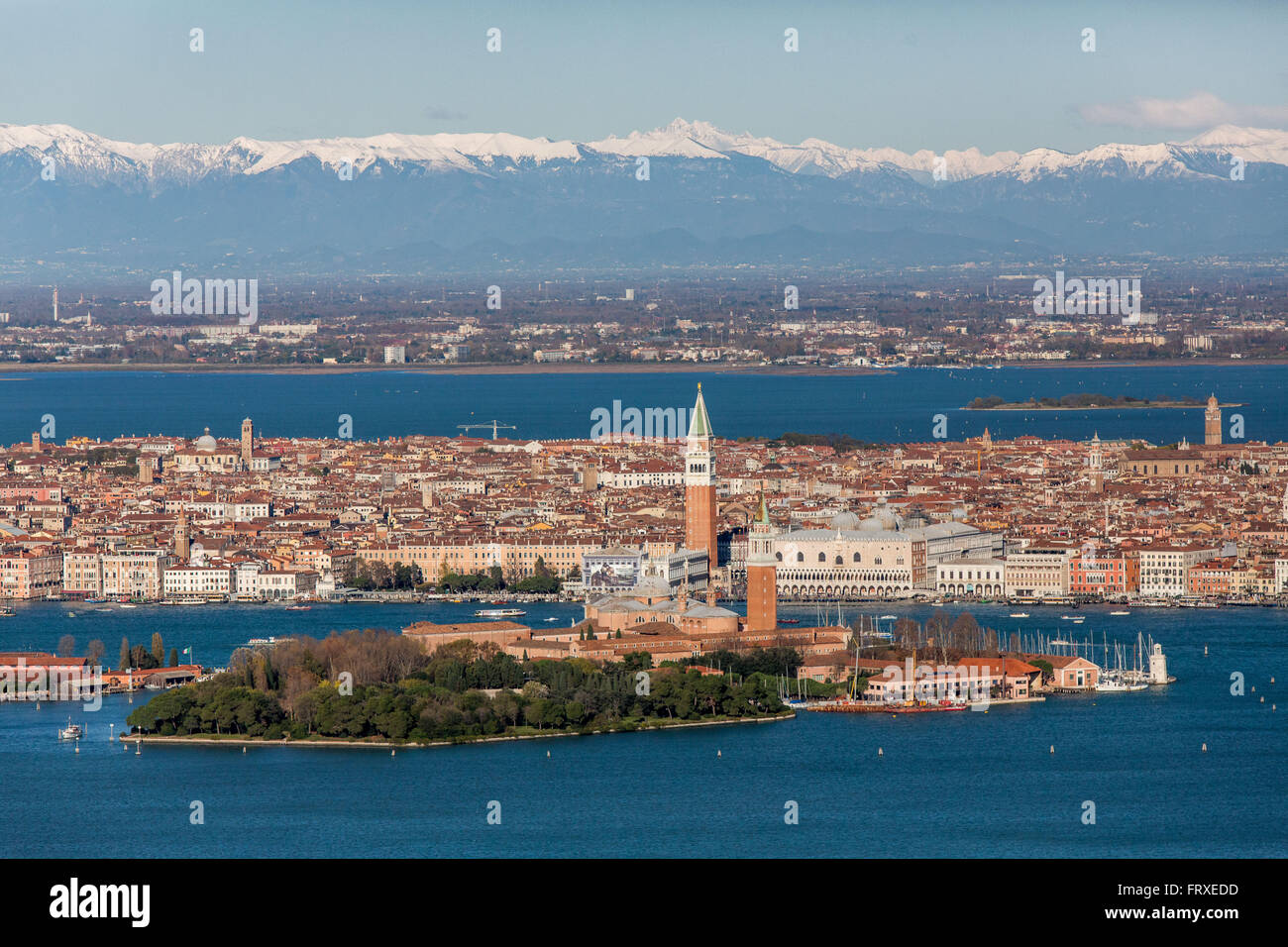 Aerial view of venice with the Guidecca and San Giorgio Maggiore ...