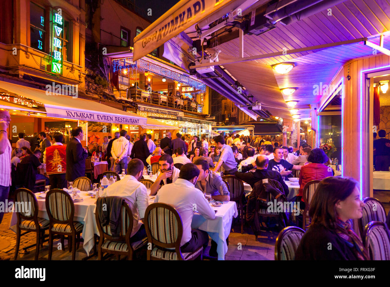 Typical restaurants in the Kumkapi quarter, Istanbul, Turkey Stock ...