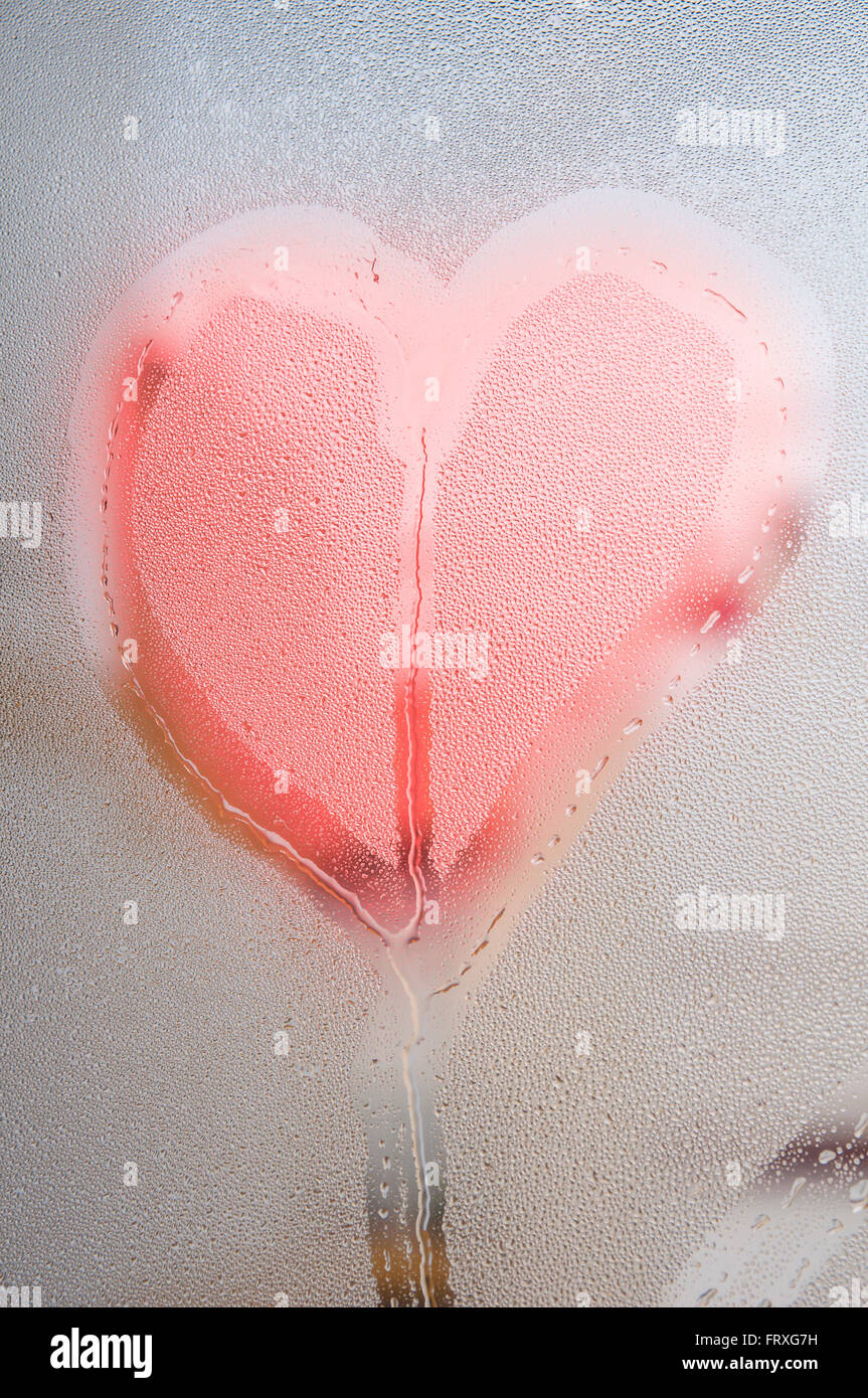 Red heart with drops of water Stock Photo - Alamy