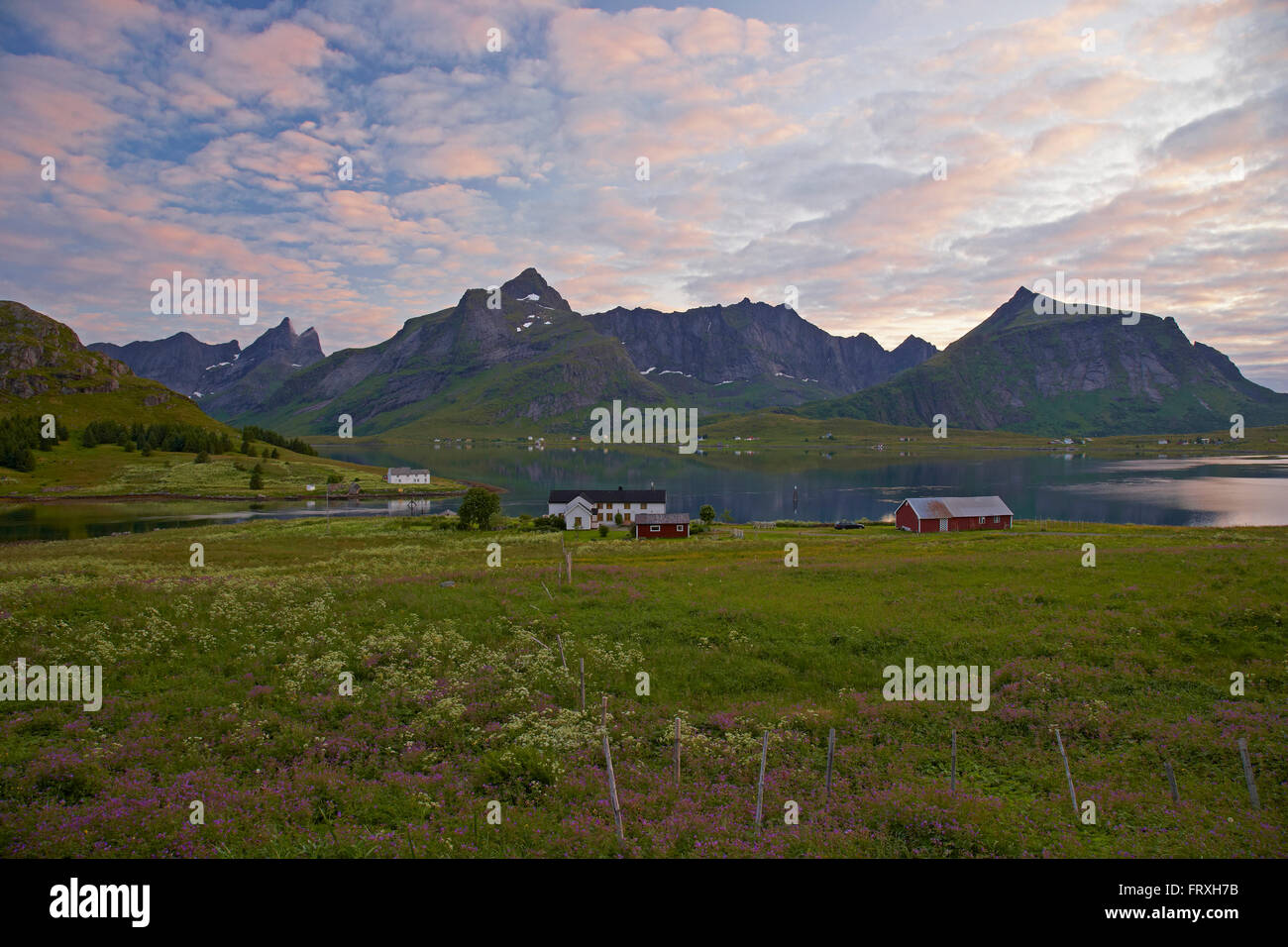 Wooden house, Andopsnes at Selfjorden, Isle of Moskenes, Lofoten ...
