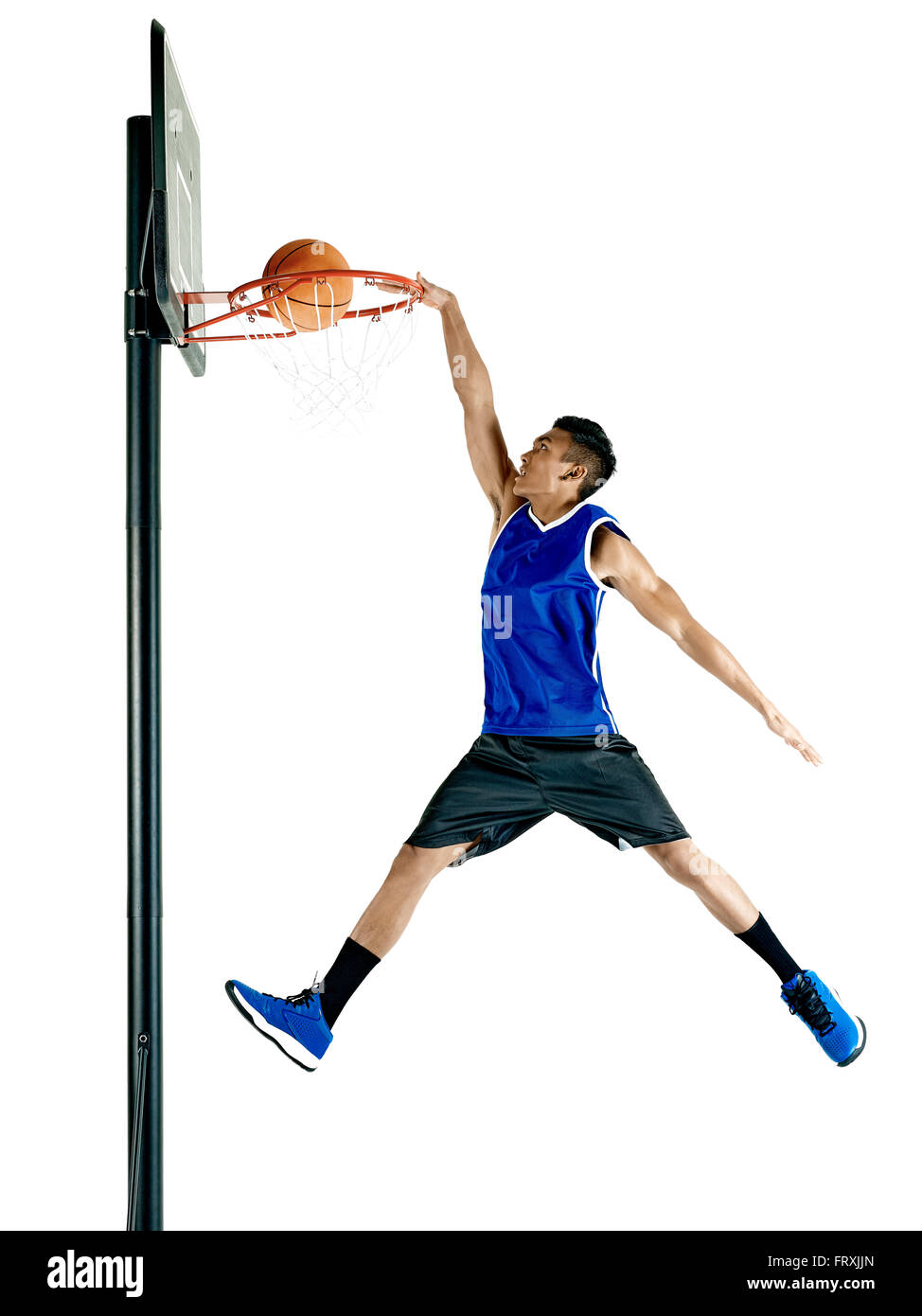 one basketball player man Isolated on white background Stock Photo - Alamy