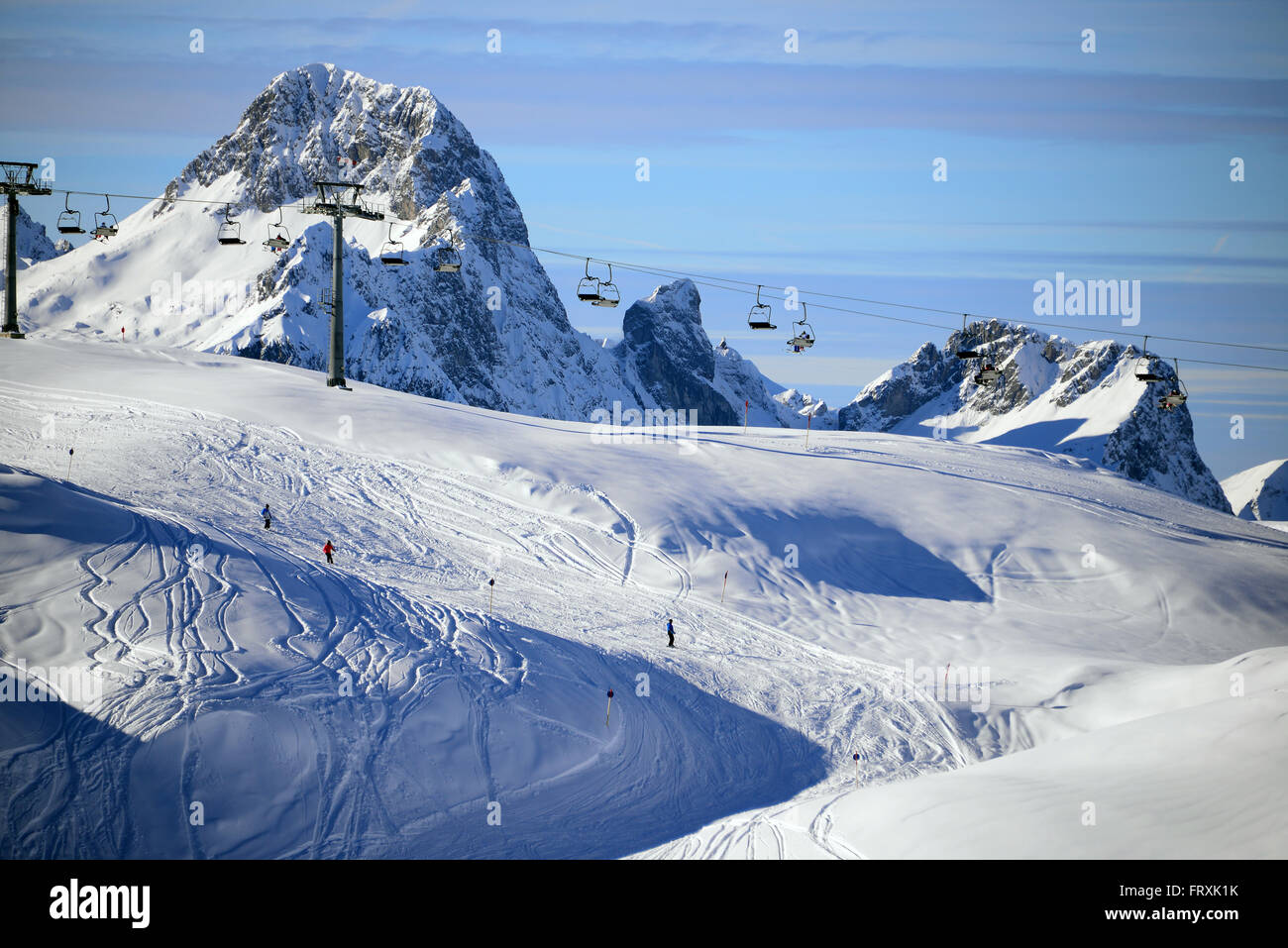 Skiing area of Warth at Arlberg, Winter in Vorarlberg, Austria Stock ...