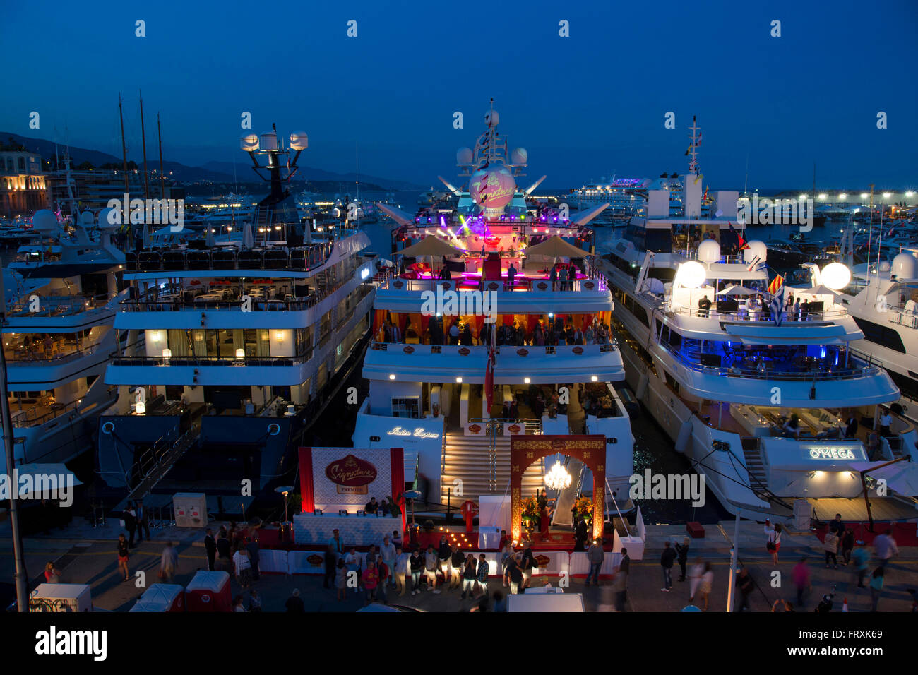 Port Hercule at night, Monaco, Monte Carlo, Cote d´Azur, France, Europe ...