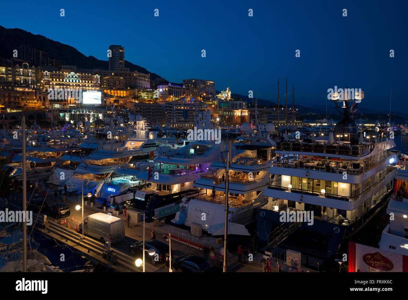 Port Hercule at night, Monaco, Monte Carlo, Cote d´Azur, France, Europe ...
