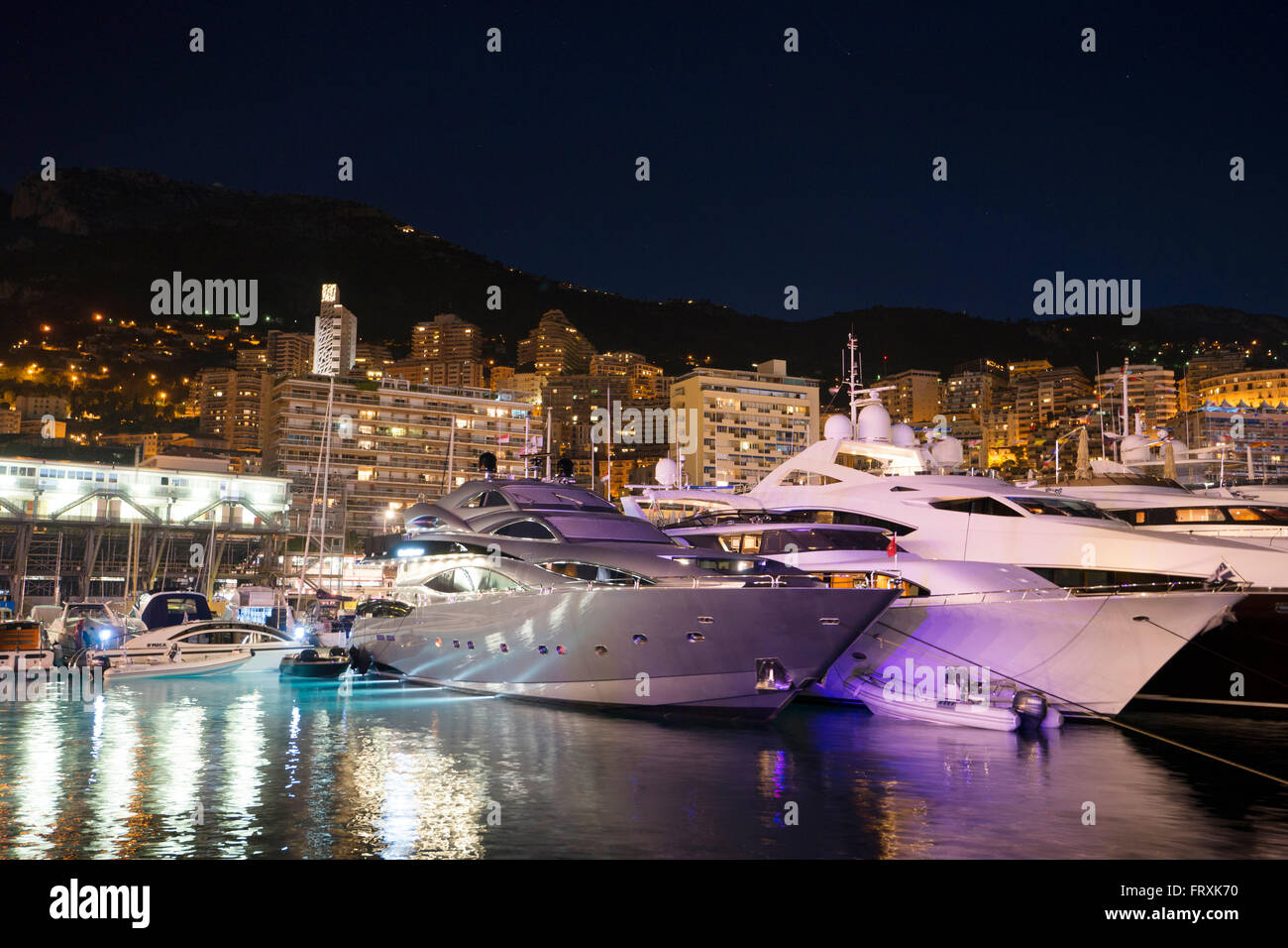 Port Hercule at night, Monaco, Monte Carlo, Cote d´Azur, France, Europe ...