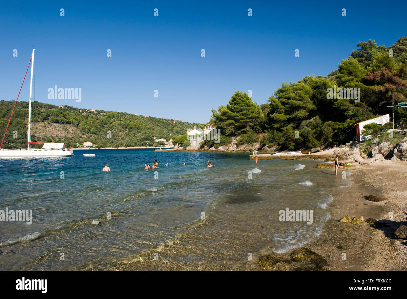 Beach, Sipanska Luka, Sipan, Elaphites, Croatia Stock Photo - Alamy