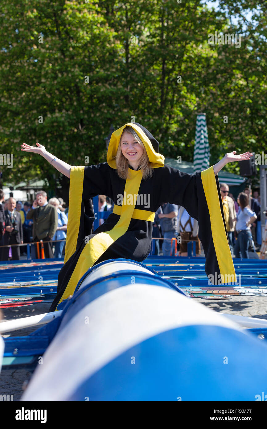 Muenchener Kindl, Munich child putting up the maypole, Viktualienmarkt ...
