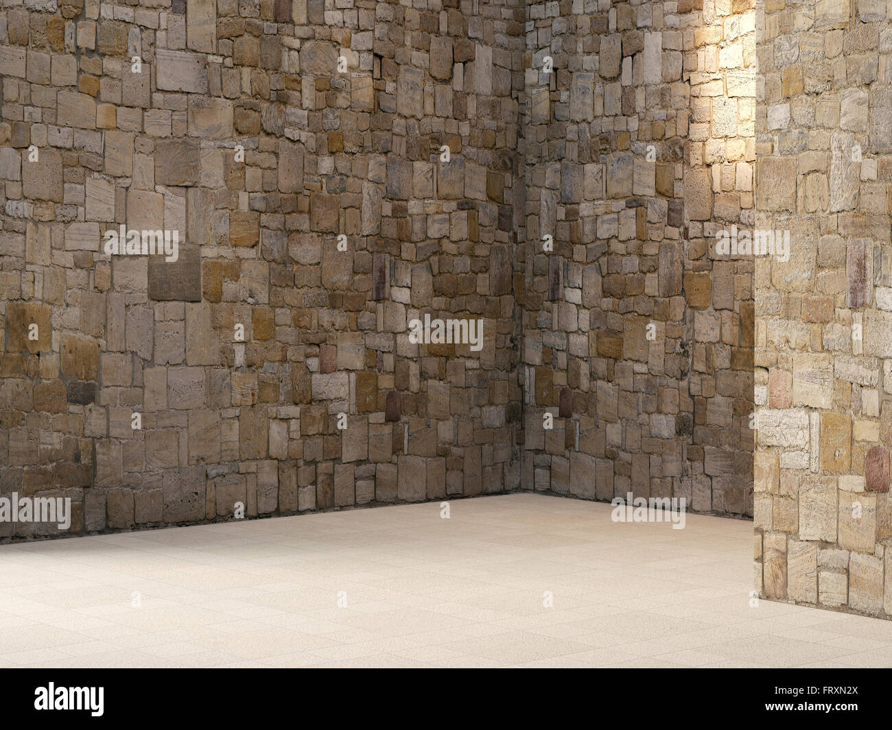 Empty room with natural stone walls Stock Photo - Alamy