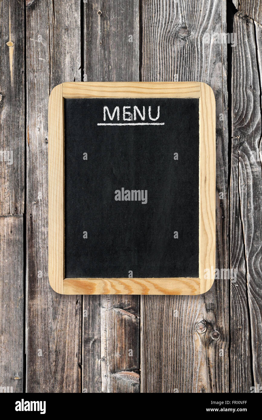 Menu board on old wooden wall Stock Photo - Alamy