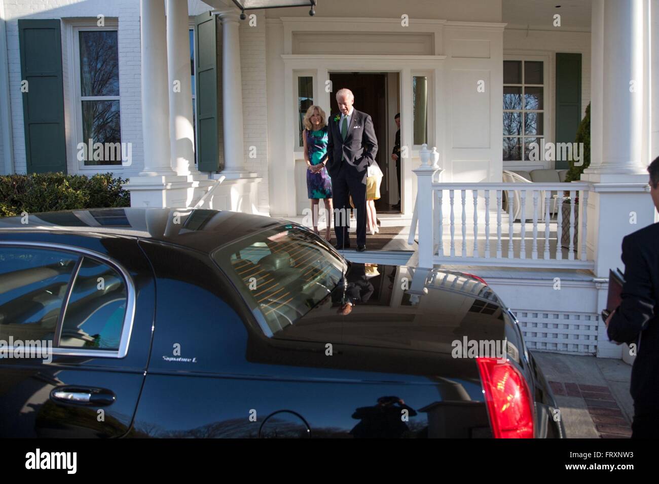 U.S. Vice President Joe Biden and Dr. Jill Biden wait to greet ...
