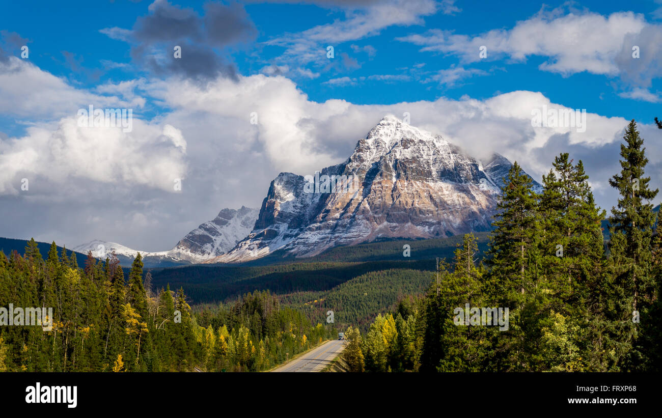 Mount Fitzwilliam in the Canadian Rockies. The lower half is dolomite ...