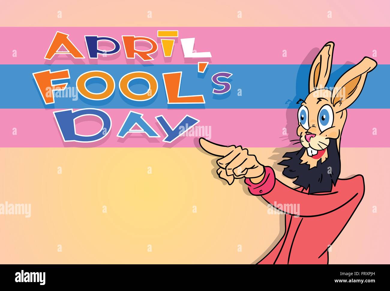 Bearded Rabbit Point Finger At Fool Day April Holiday Greeting Stock ...