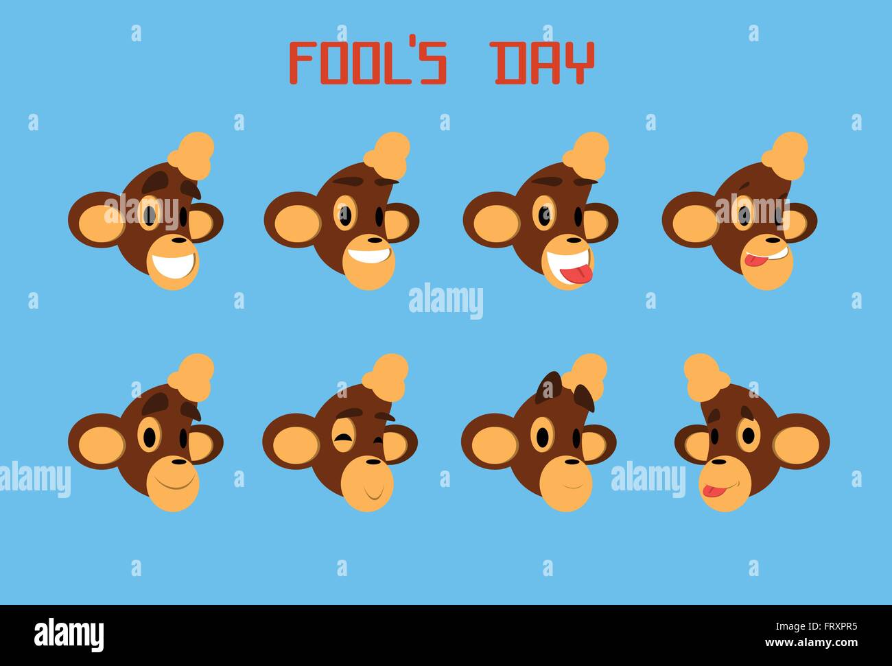 Monkey Face Set Emotion Fool Day April Holiday Stock Vector Image & Art ...