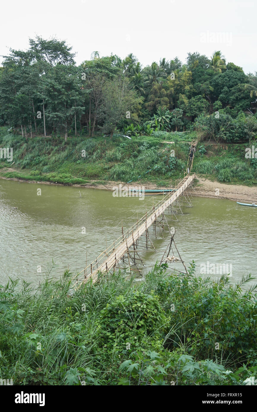 Bamboo Bridge in Luang Prabang - Laos Stock Photo - Alamy