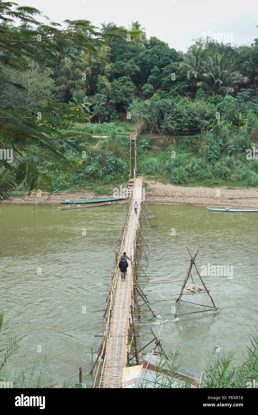 Bamboo Bridge in Luang Prabang - Laos Stock Photo - Alamy