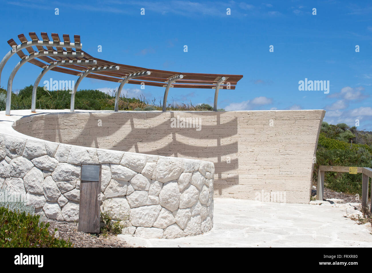 Shell sculpture above beach at Margaret River South Western Australia ...