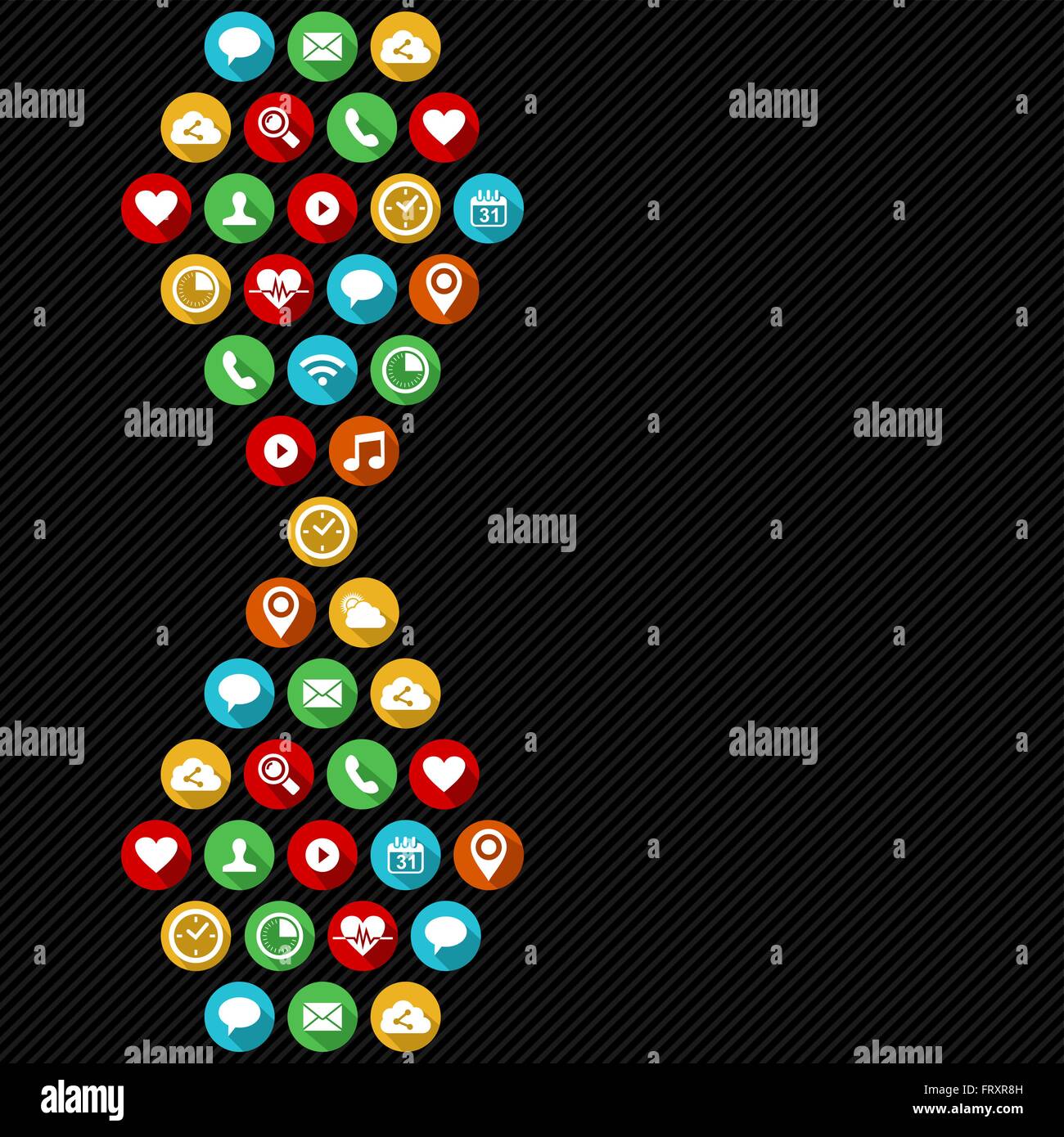 Flat art style social icon background with modern social app ...