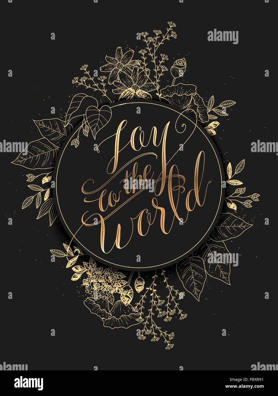 exquisite Joy to the world calligraphy design with floral elements ...