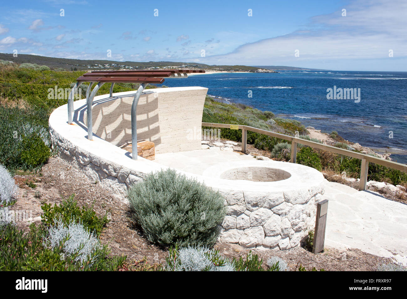 Shell sculpture above beach at Margaret River South Western Australia ...