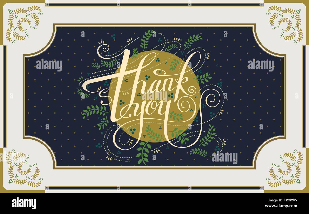 elegant thank you calligraphy design template with leaves elements ...