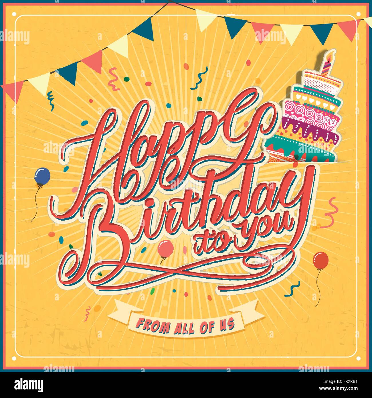 Retro happy birthday calligraphy poster hi-res stock photography and ...