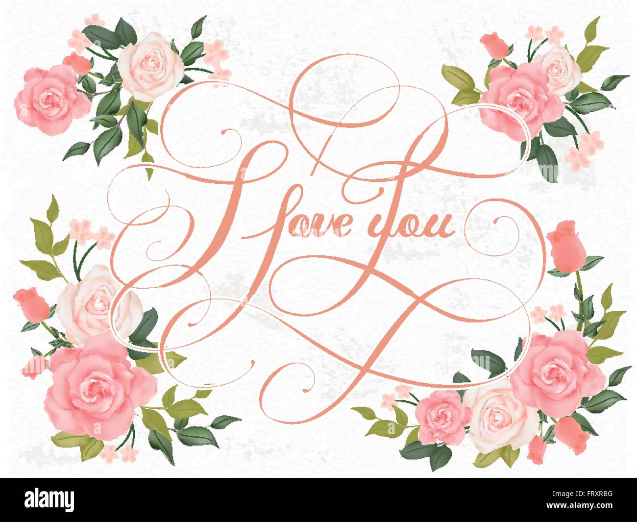 romantic I love you calligraphy design with floral elements Stock ...