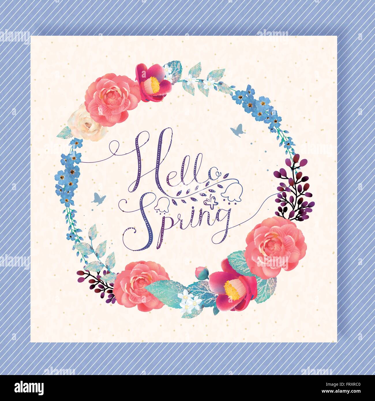 Hello spring calligraphy design with floral elements Stock Vector Image ...