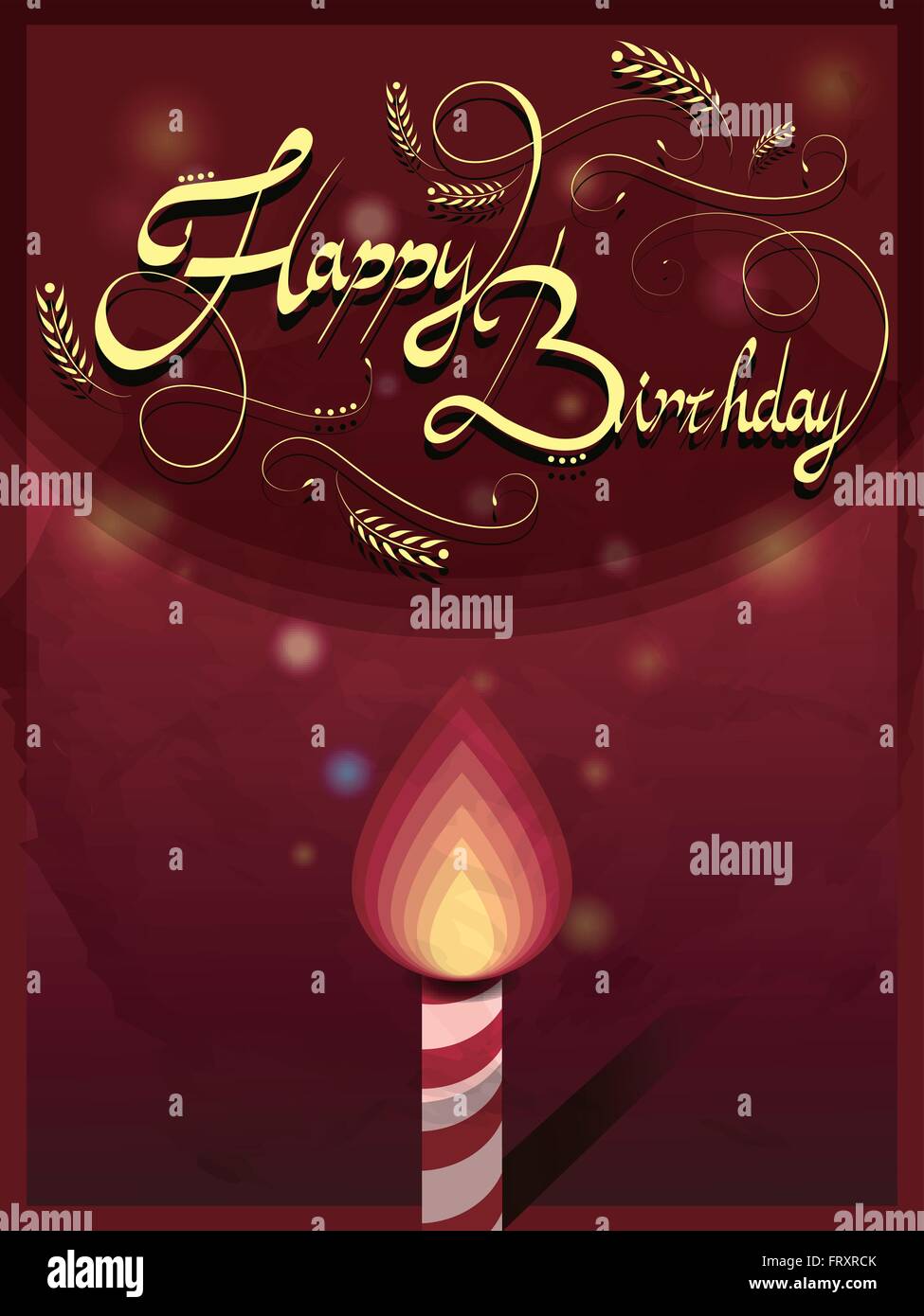 Happy birthday calligraphy poster design with candle elements Stock ...