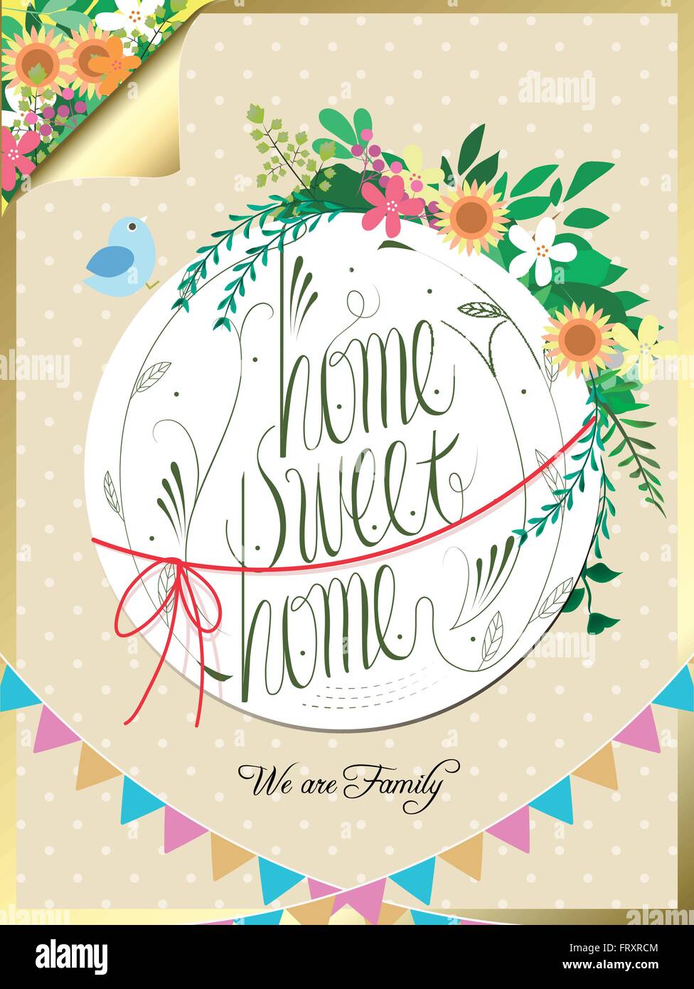 lovely home sweet home calligraphy poster design with floral elements ...