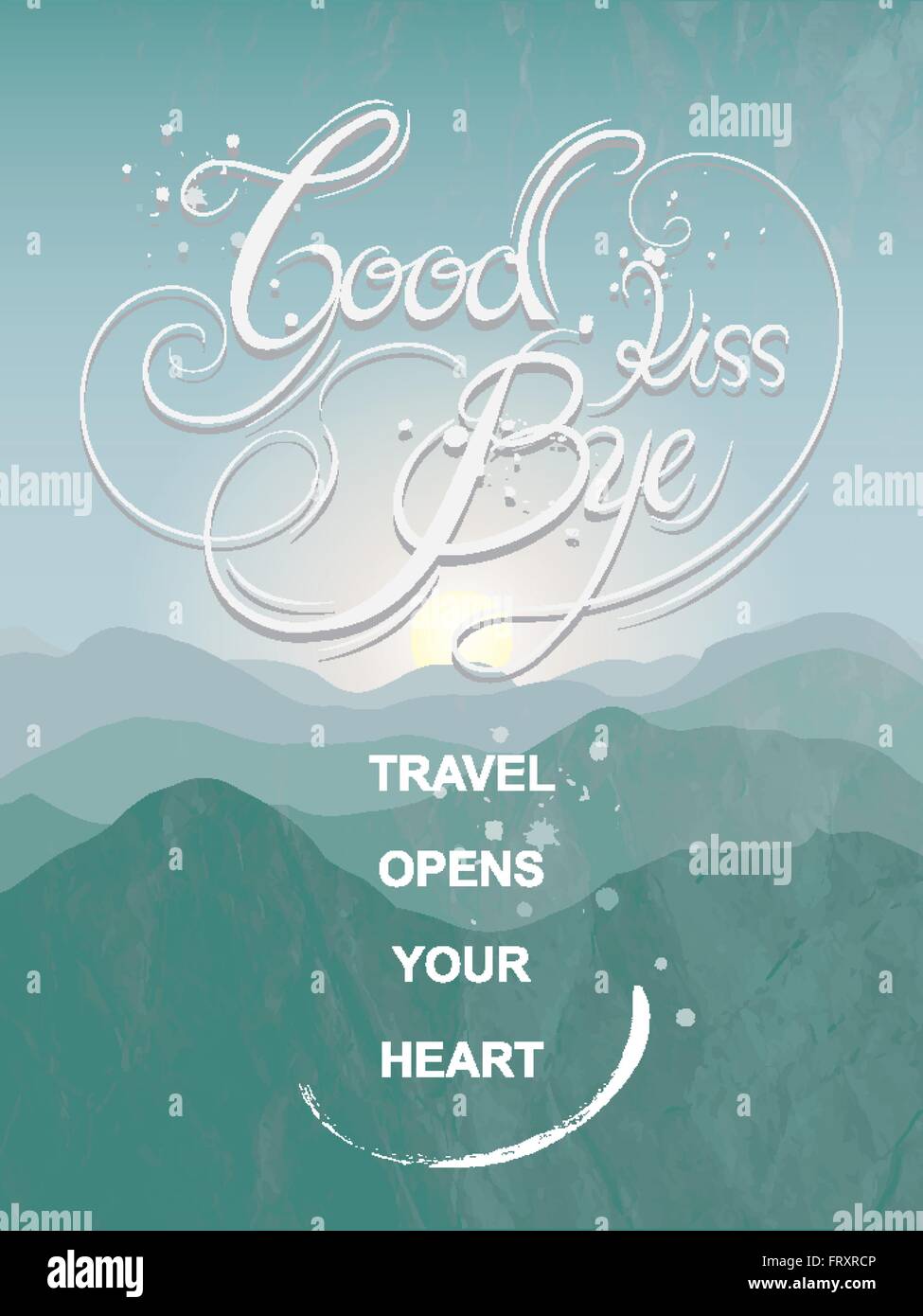 graceful goodbye kiss calligraphy poster design with mountain ...