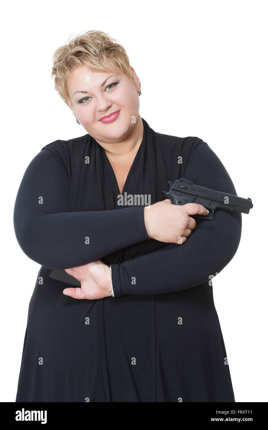 fat woman with a gun Stock Photo - Alamy