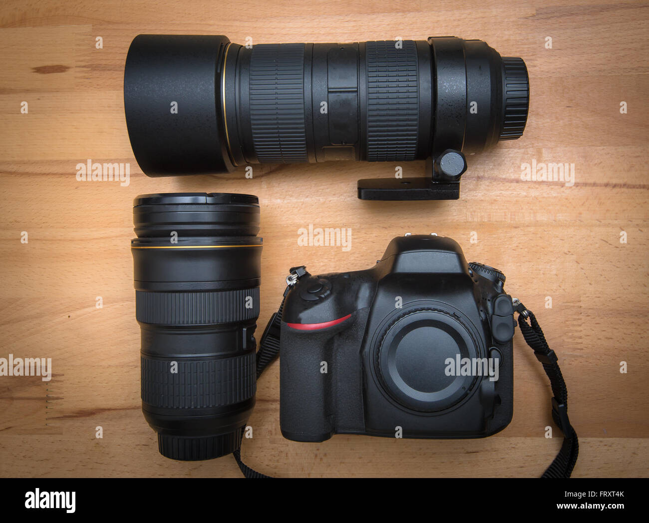 Close up modern DSLR camera and devices Stock Photo - Alamy