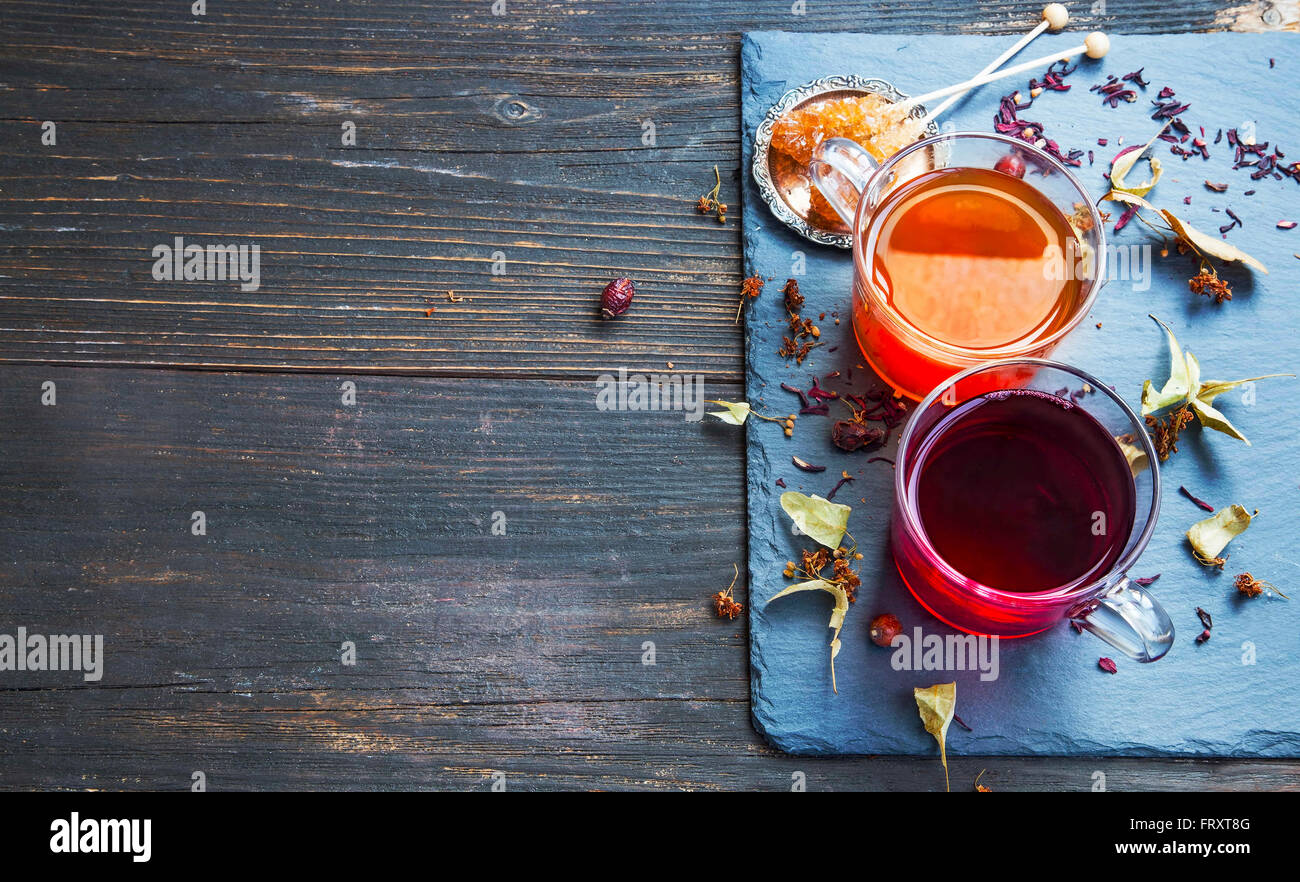 Red tea with hibiscus,linden and rosehip, brown sugar rock candies and ...