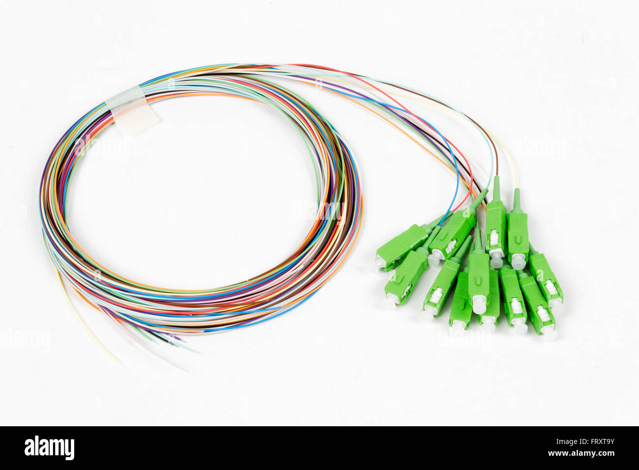 green fiber optic SC connectors on white background Stock Photo - Alamy
