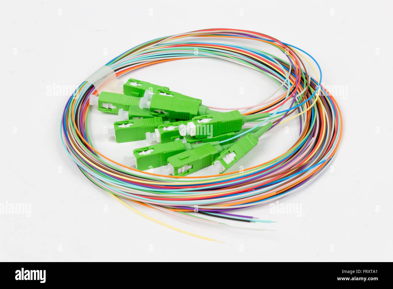 green fiber optic SC connectors on white background Stock Photo - Alamy