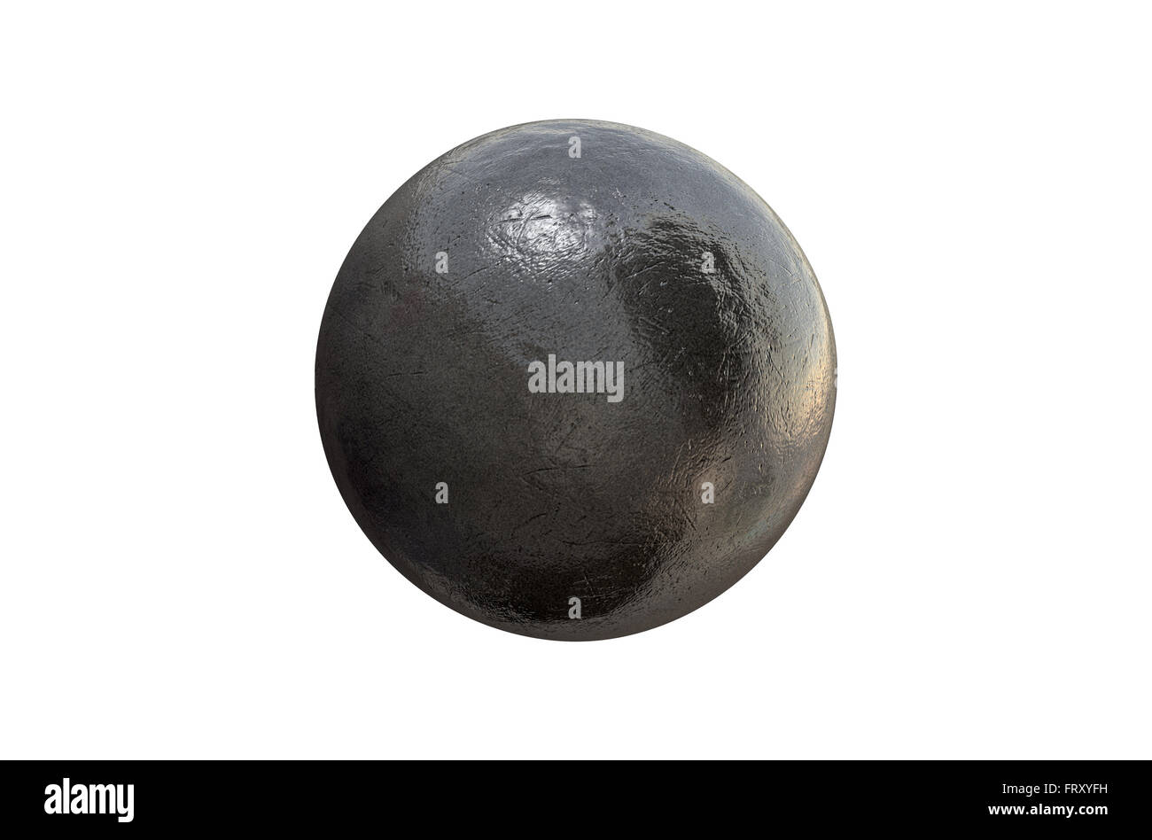 A regular athletics shot put ball on an isolated white studio ...